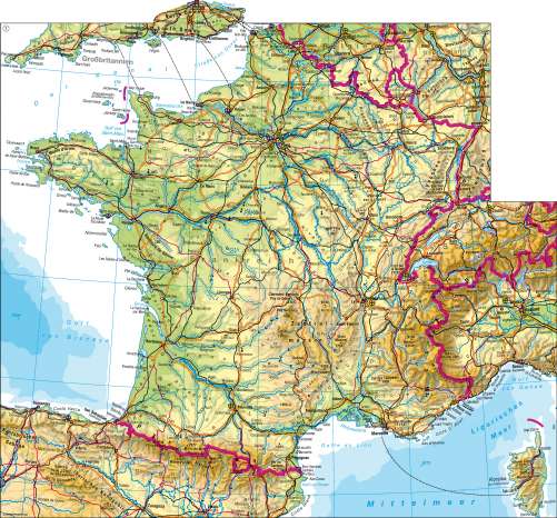 Diercke Weltatlas - Kartenansicht - Frankreich - physisch Diercke Weltatlas - Kartenansicht - Frankreich - physisch