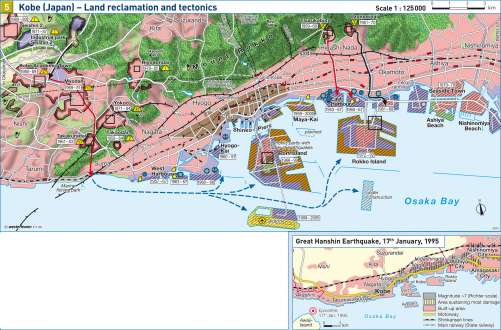Maps - Kobe (Japan) – Land reclamation and tectonics - Diercke ...