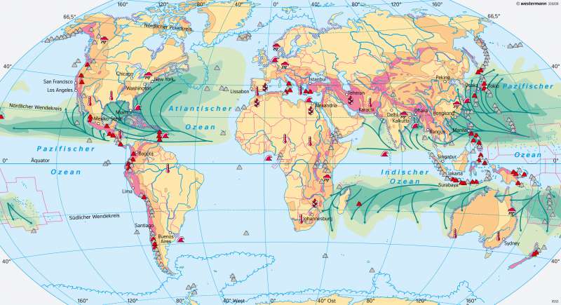 Diercke Weltatlas - Kartenansicht - Erde - Naturgefahren/Naturrisiken - 978-3-14-100870-8 - 18 ...